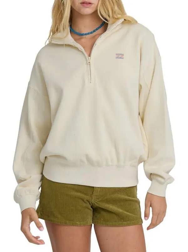 BILLABONG Classic Feels Half-zip Cotton Fleece Sweatshirt - White Cap