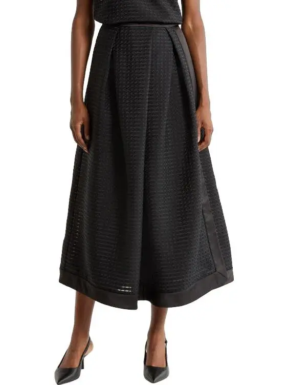 Giorgio Armani Pleated Jacquard Midi Skirt - Solid Black