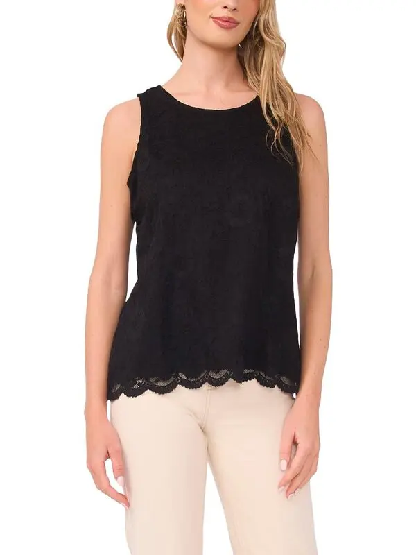 Vince Camuto Lace Sleeveless Top - Rich Black