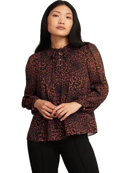 HOBBS LONDON Carolina Leopard Blouse - Black Copper