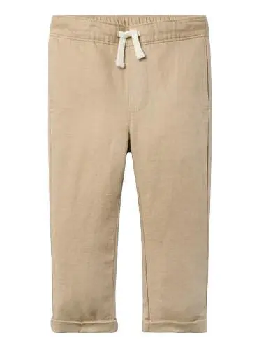 Janie And Jack Linen-cotton Cuffed Pant - Beige