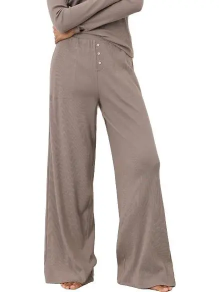 PACT Dream Rib Wide Leg Lounge Pant - Cinder