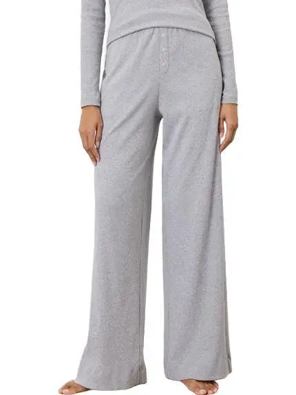 PACT Dream Rib Wide Leg Lounge Pant - Heather Grey