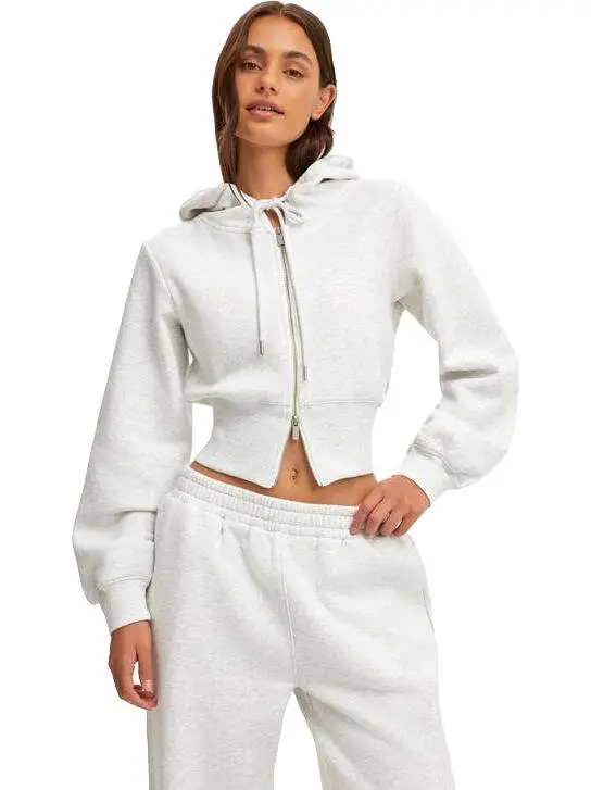 Cotton:on Active Fleece Contour Zip Through - Light Grey Marle