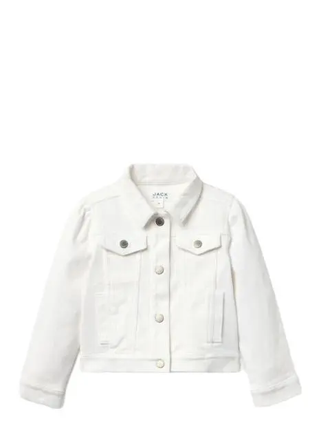 Janie And Jack Denim Puff Sleeve Jacket - White