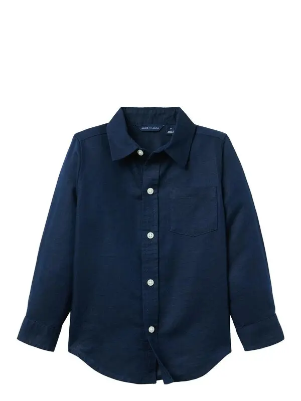 Janie And Jack The Linen-cotton Shirt - Blue