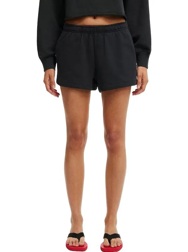 COTTON ON Cropped Fleece Sweatshirt - Asphalt Black