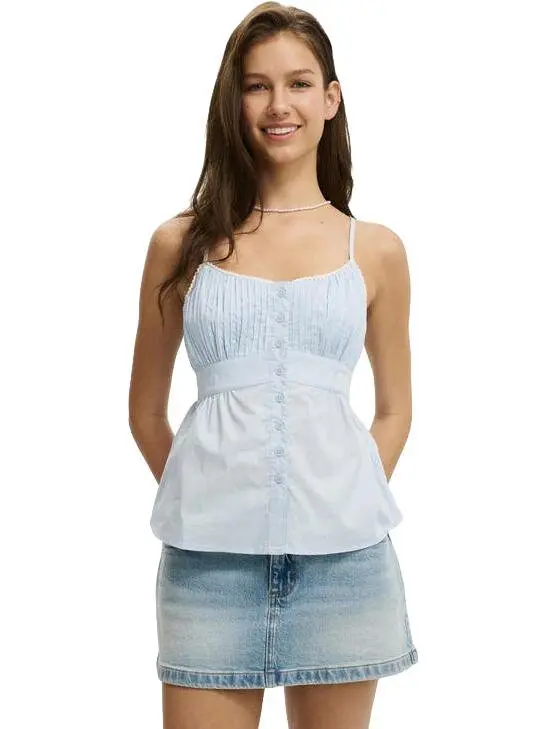 COTTON ON Sara Babydoll Cami - Pale Blue
