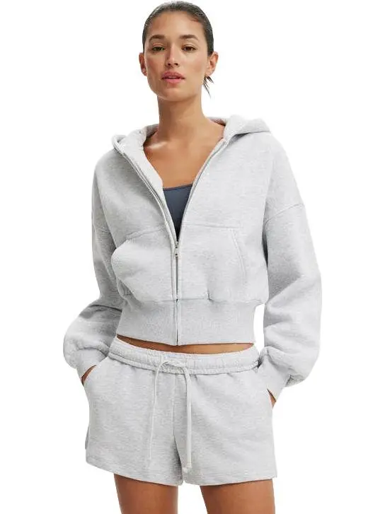 COTTON ON Oversized Zip Through Hoodie - Soft Grey Marle