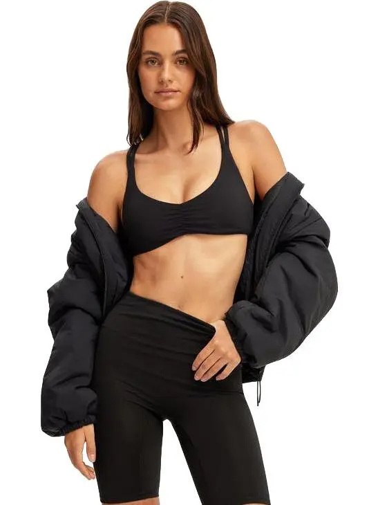 Cotton:on Active Ultra Soft Scrunch Front Strappy Crop - Black