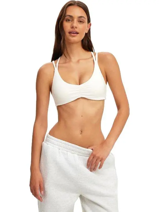 Cotton:on Active Ultra Soft Scrunch Front Strappy Crop - Coconut Milk