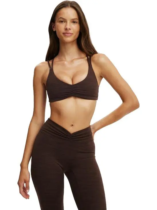 Cotton:on Active Ultra Soft Scrunch Front Strappy Crop - Mocha Marle