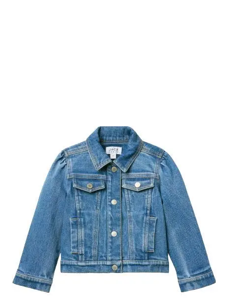 Janie And Jack Denim Puff Sleeve Trucker Jacket - Blue