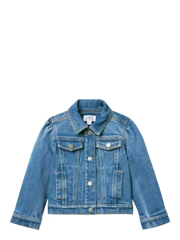 Janie And Jack Denim Puff Sleeve Jacket - Blue