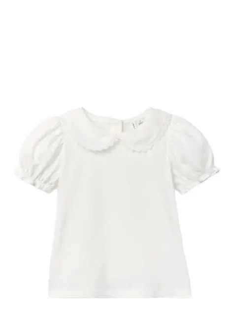 Janie And Jack Collared Puff Sleeve Top - White