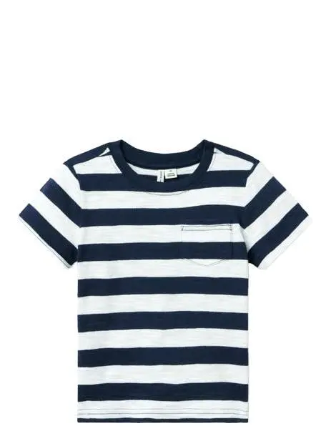 Janie And Jack The Striped Slub Tee - Blue