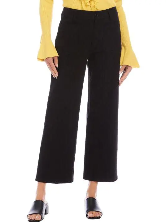 Karen Kane Lauren Patch Pocket Crop Wide Leg Pants - Black