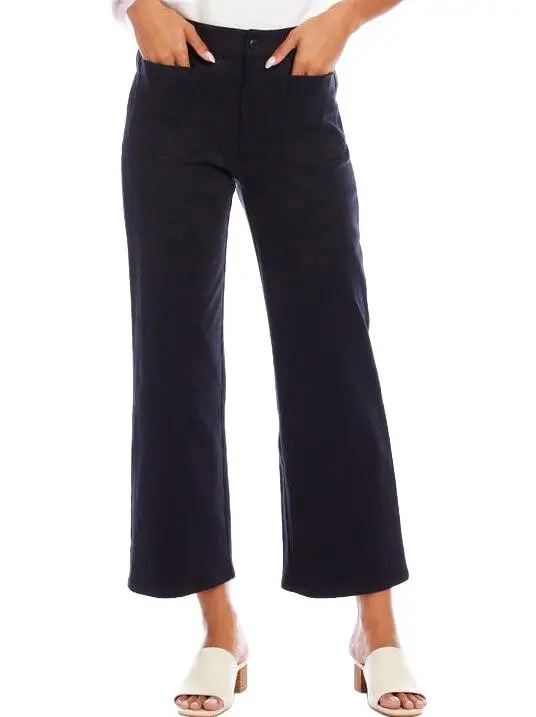 Karen Kane Lauren Patch Pocket Crop Wide Leg Pants - Navy