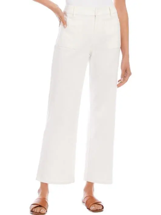Karen Kane Lauren Patch Pocket Crop Wide Leg Pants - Off White