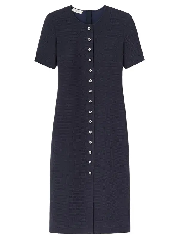 Lafayette 148 New York Cotton Tweed Midi Dress - Blue Ink
