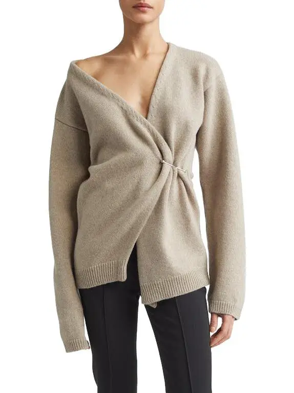 RÓHE Safety Pin Wool And Cashmere Wrap Cardigan - Light Taupe
