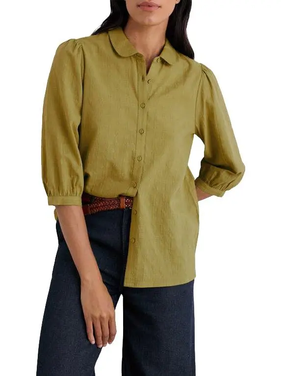 SEASALT CORNWALL Organic Cotton Button-up Shirt - Fennel