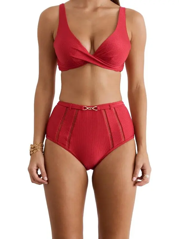 AQUA BLU AUSTRALIA Marilyn High Waist Pant - Scarlet
