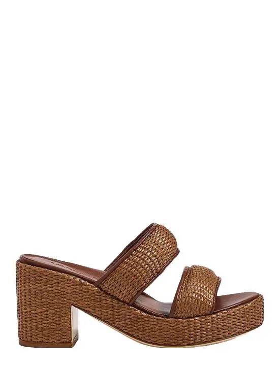 Marion Parke Amelia Nappa/raffia Platform Sandals - Dark Brown