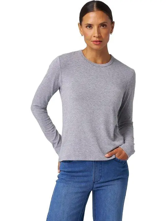 FRANNE GOLDE Structured Knit Long Sleeve Tee - Heather Grey