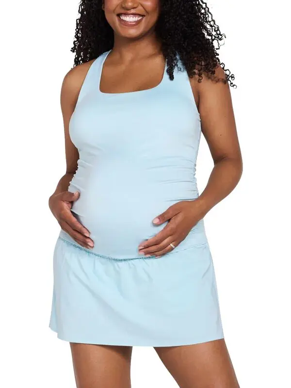Motherhood Maternity Scoop Neck Racerback Active Tank With Built-in Bra - Aqua