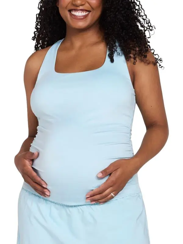 Motherhood Maternity Scoop Neck Racerback Active Tank With Built-in Bra - Aqua