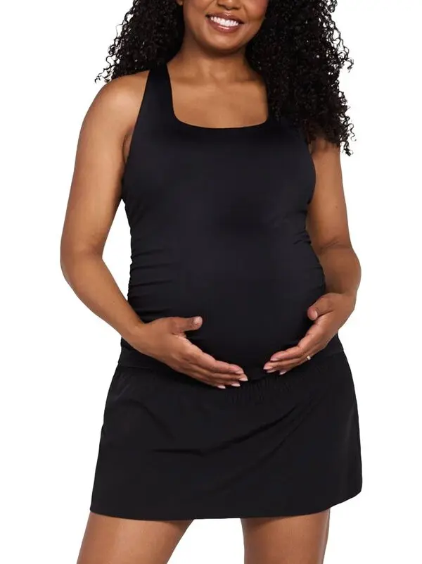 Motherhood Maternity Scoop Neck Racerback Active Tank With Built-in Bra - Black