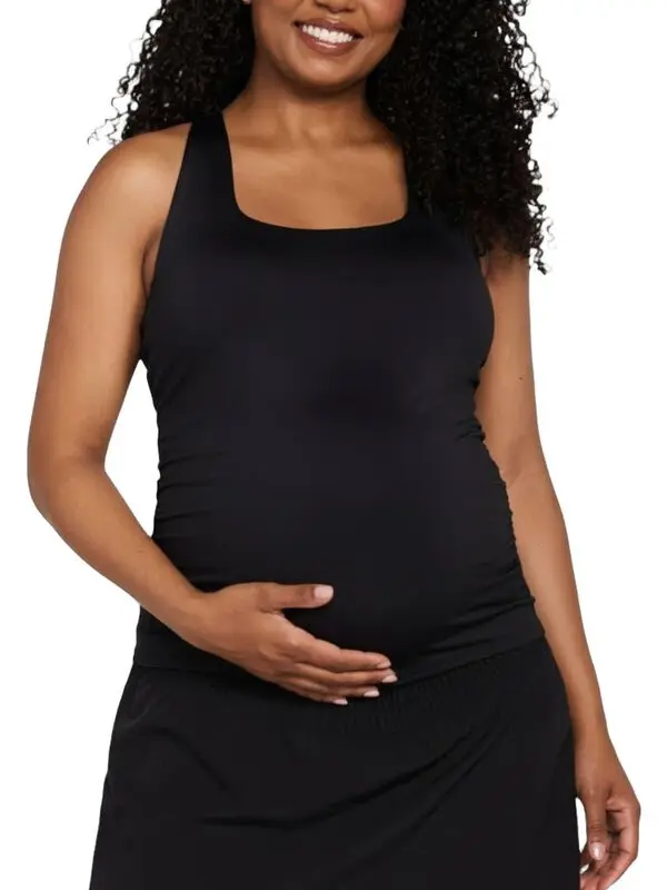 Motherhood Maternity Scoop Neck Racerback Active Tank With Built-in Bra - Black