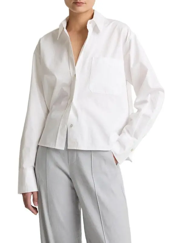 Vince Cropped Cotton Shirt - Optic White