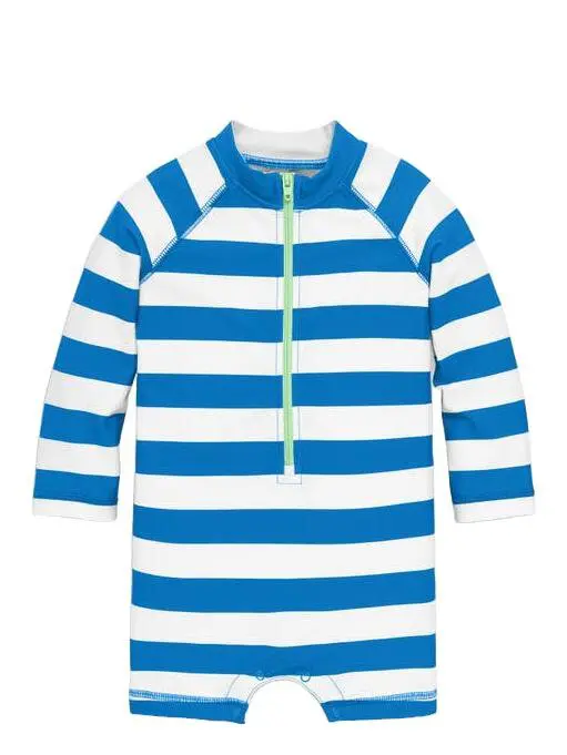 PRIMARY One-piece Rashguard Swimsuit - Blueberry/white Stripe