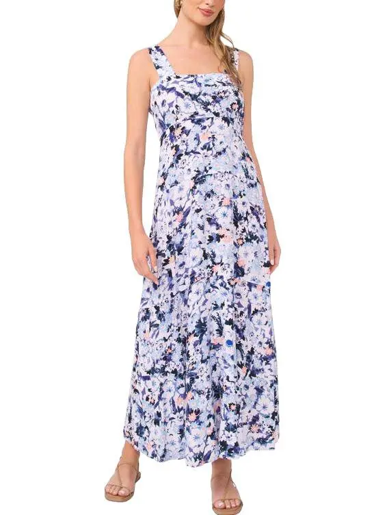 Vince Camuto Print Smocked Back Maxi Dress - Blue Shadow