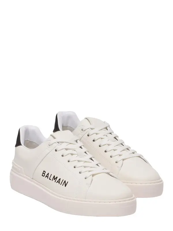 Balmain B-court Trainers In Calfskin - White