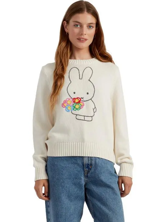 Chinti & Parker Hand-embroidered Miffy Cotton Sweater - Cream