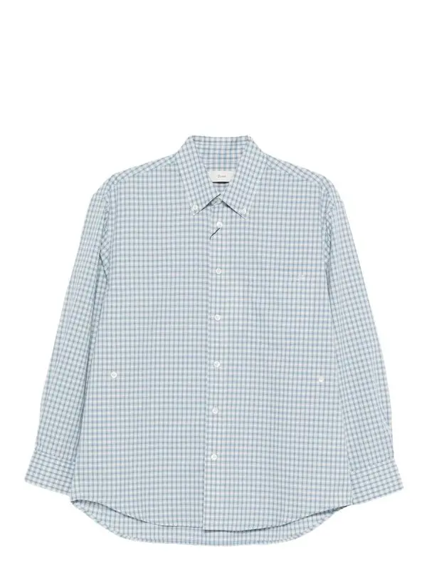 DUNST Checked Cotton Shirt - Sky Blue