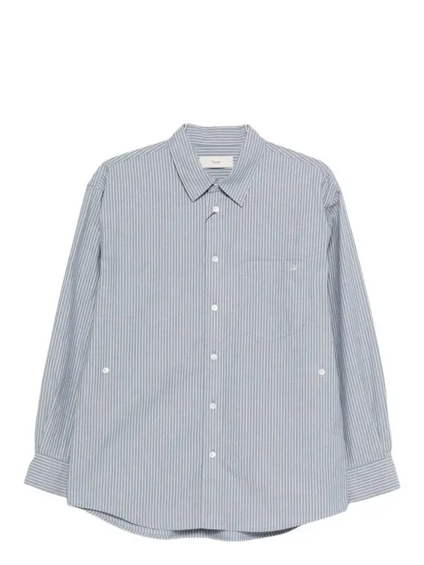 DUNST Striped Cotton Shirt - Sky Blue