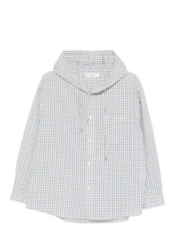DUNST Checked Hooded Shirt - White