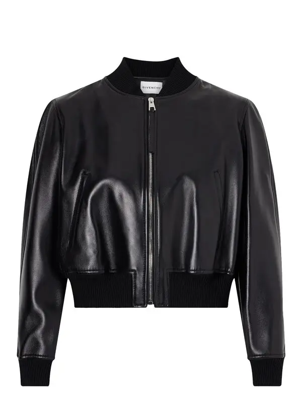 Givenchy Leather Bomber Jacket - Black