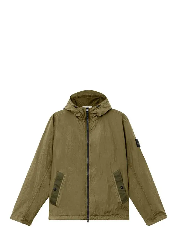 Stone Island Crinkle Reps Ny Hooded Light Jacket - Green