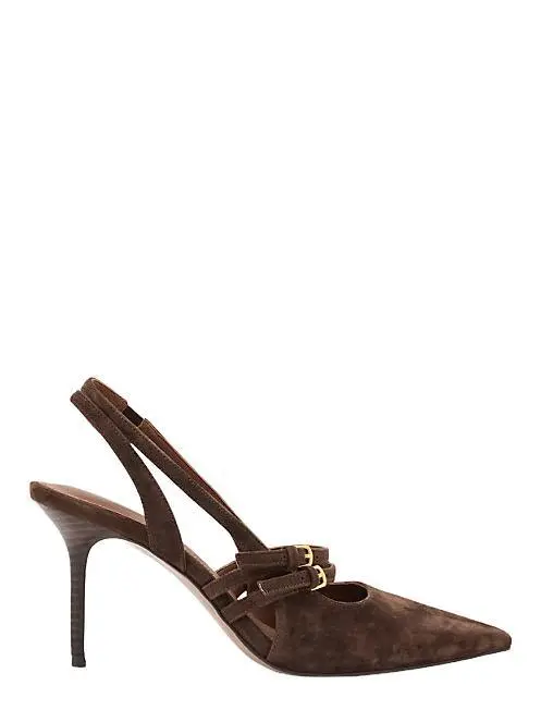 REISS Beatrice Suede Courts - Chocolate