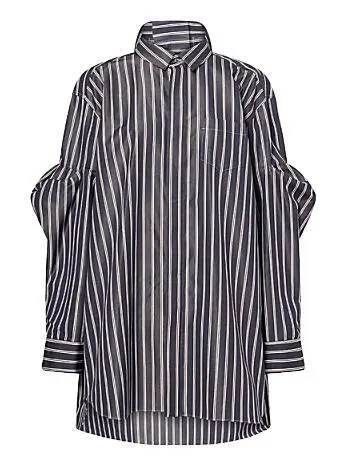 Sacai Pinstripe Oversized Cotton-blend Shirt - Navy Stripe