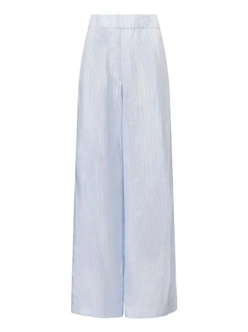 Dries Van Noten Pila Pinstripe Satin-crepe Trousers - Light Blue
