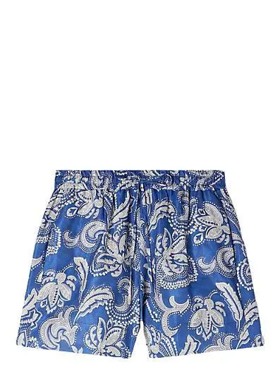 Sandro Paisley-print Woven Shorts - Blue / Ecru