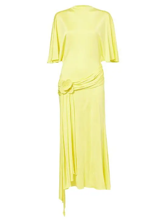 David Koma Floral-embellished Ruched Midi Dress - Yellow