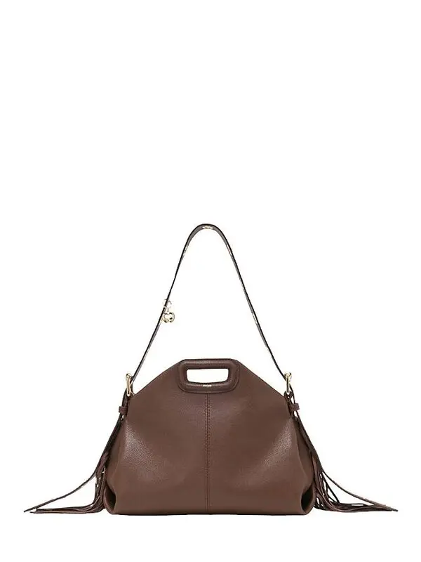 Maje Leather Shoulder Bag - Brown