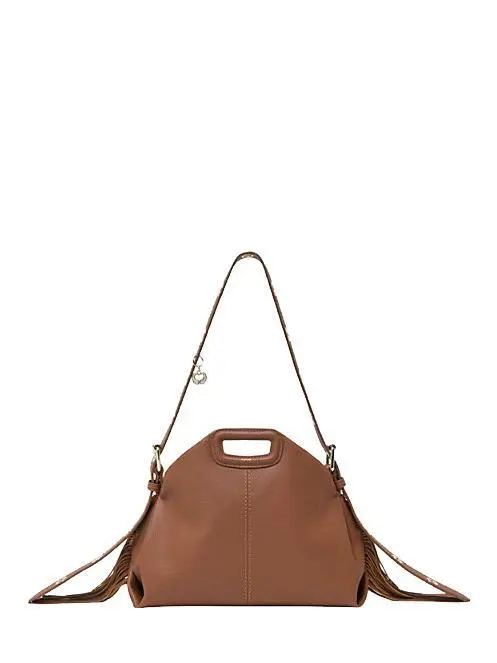 Maje Leather Shoulder Bag - Cognac Brown